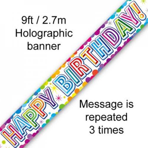 Happy Birthday Colourful Confetti Foil Banner – The Party Superstore