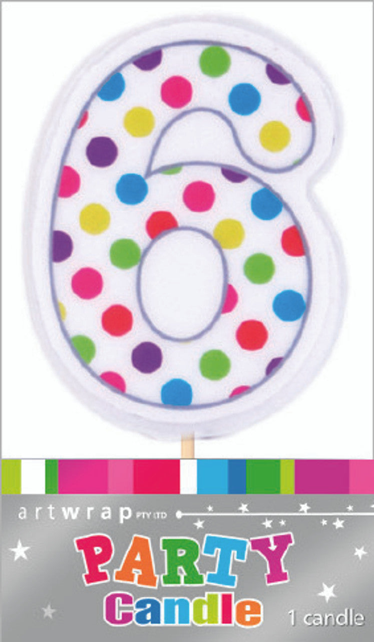 Polka Dot Candle Number #6 – The Party Superstore