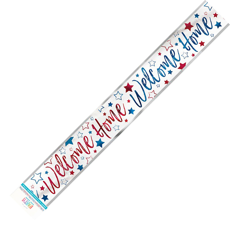 Welcome Home Red, White & Blue Foil Banner – The Party Superstore