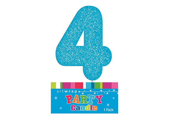 Blue Glitter Candle Number #4 – The Party Superstore