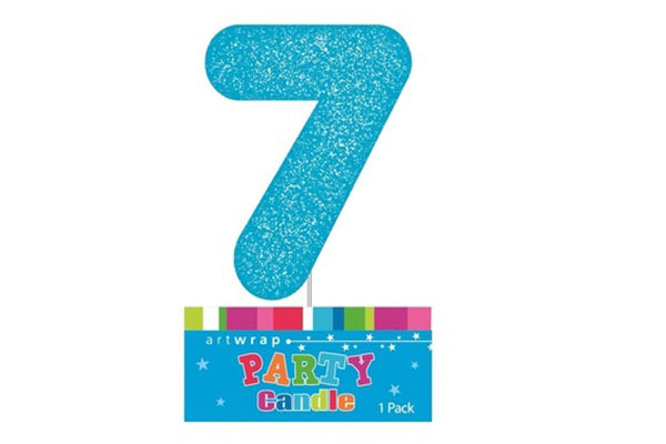 Blue Glitter Candle Number #7 – The Party Superstore