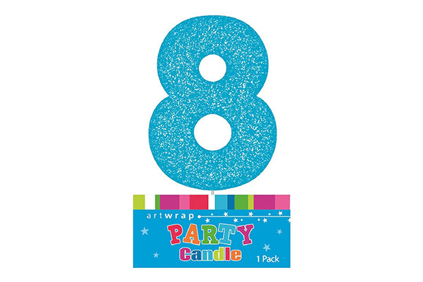 Blue Glitter Candle Number #8 – The Party Superstore