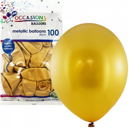 Metallic Gold 30cm Bag 100 Latex Balloons UNINFLATED – The Party Superstore