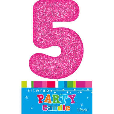 Pink Glitter Candle Number #5 – The Party Superstore