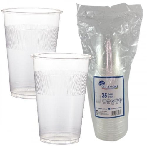 Plastic Beer Cups 425ml P25 – The Party Superstore