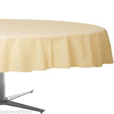 Vanilla Plastic Round Tablecover – The Party Superstore