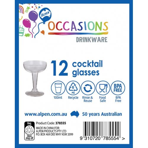 Clear Plastic Cocktail Glass 100ml - Pack of 12 – The Party Superstore