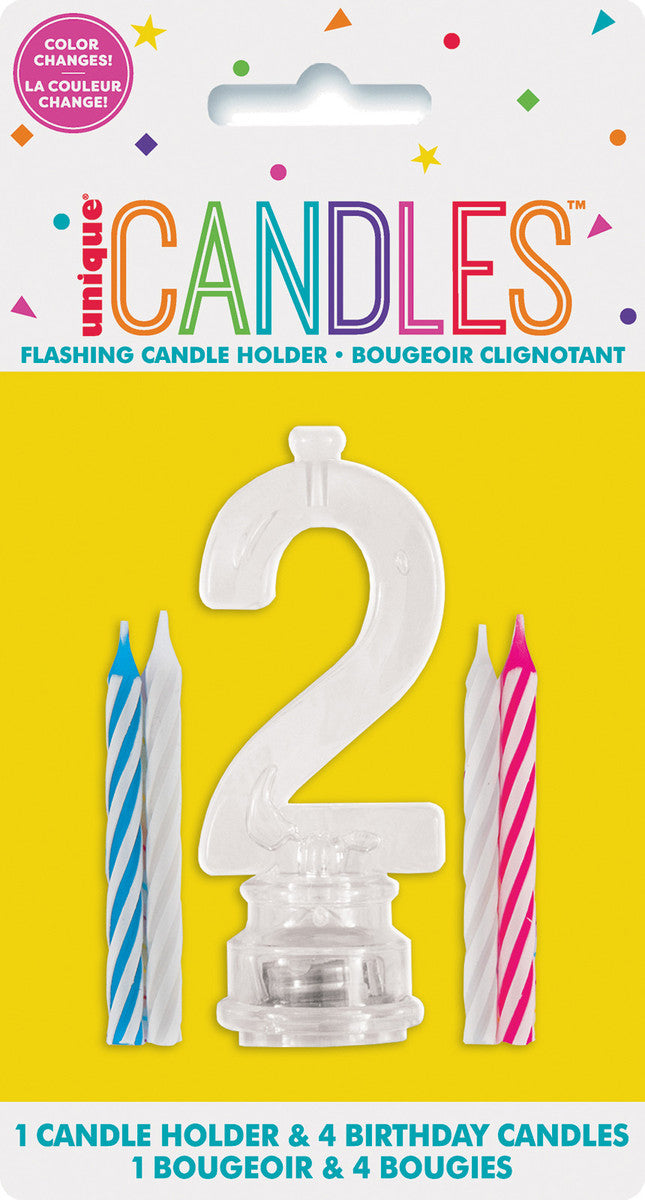 Flashing Birthday Candle In Holder Number #2 – The Party Superstore