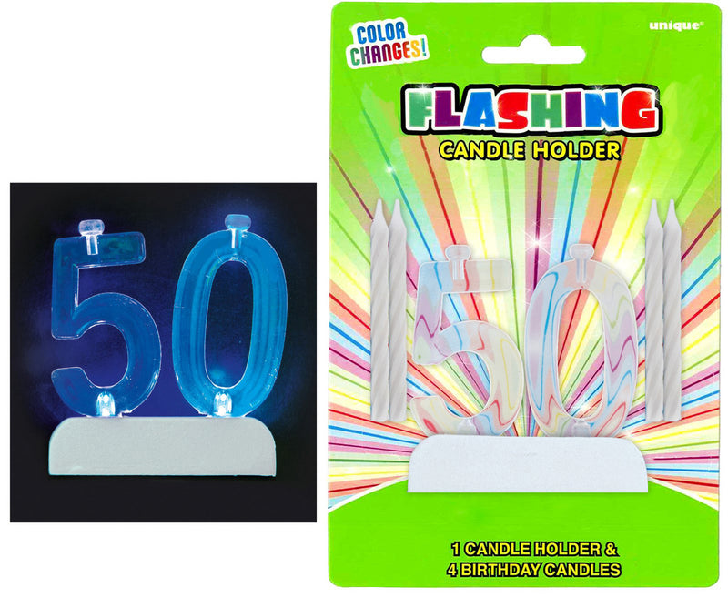 Flashing Birthday Candle In Holder Number #50 – The Party Superstore