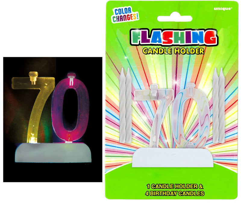 Flashing Birthday Candle In Holder Number #70 – The Party Superstore