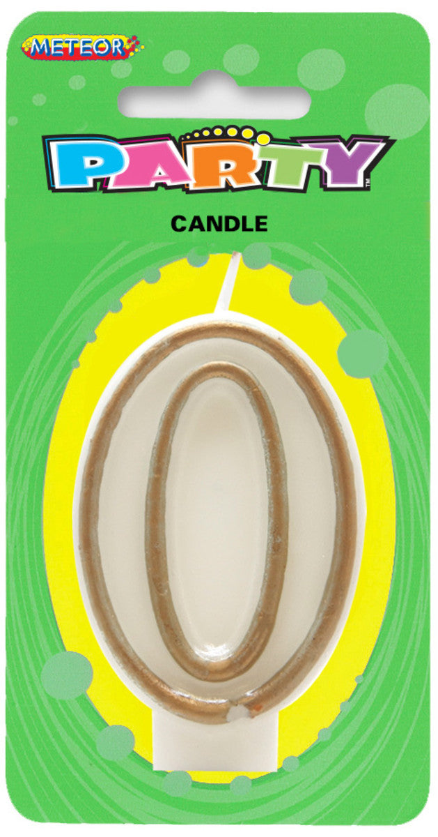 Gold Border Candle Number #0 – The Party Superstore