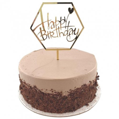 Happy Birthday Hex Gold Acrylic Cake Topper – The Party Superstore