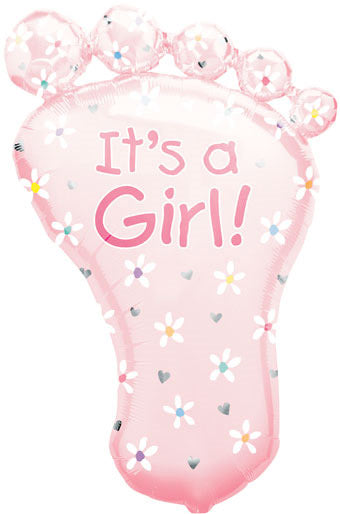 It's A Girl Foot SuperShape Foil Balloon UNINFLATED – The Party Superstore