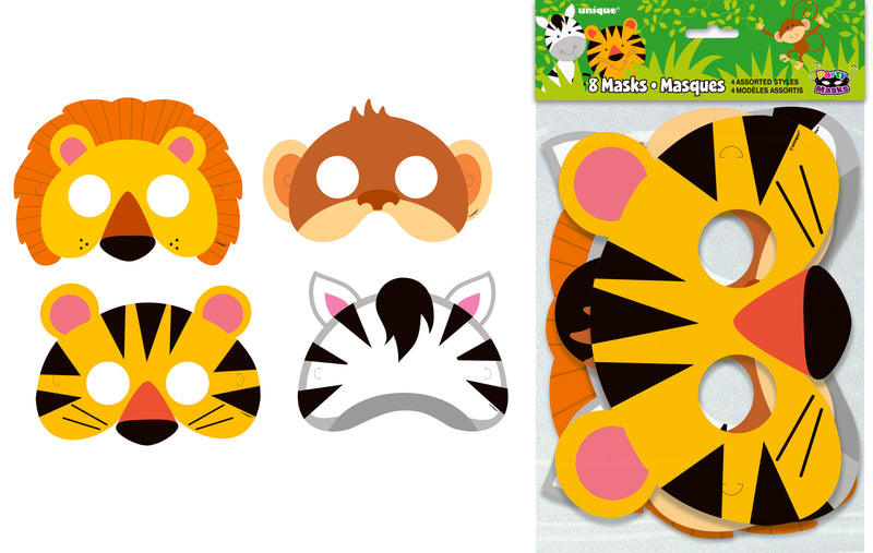 Jungle Animal Paper Face Masks – The Party Superstore