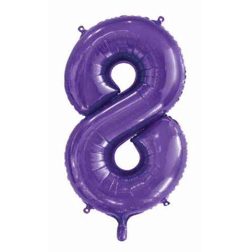 Purple Number 8 Supershape 86cm Foil Balloon UNINFLATED – The Party ...
