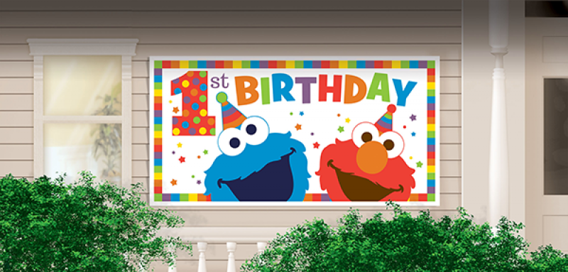 Sesame Street 1st Birthday Horizontal Giant Sign Banner – The Party ...