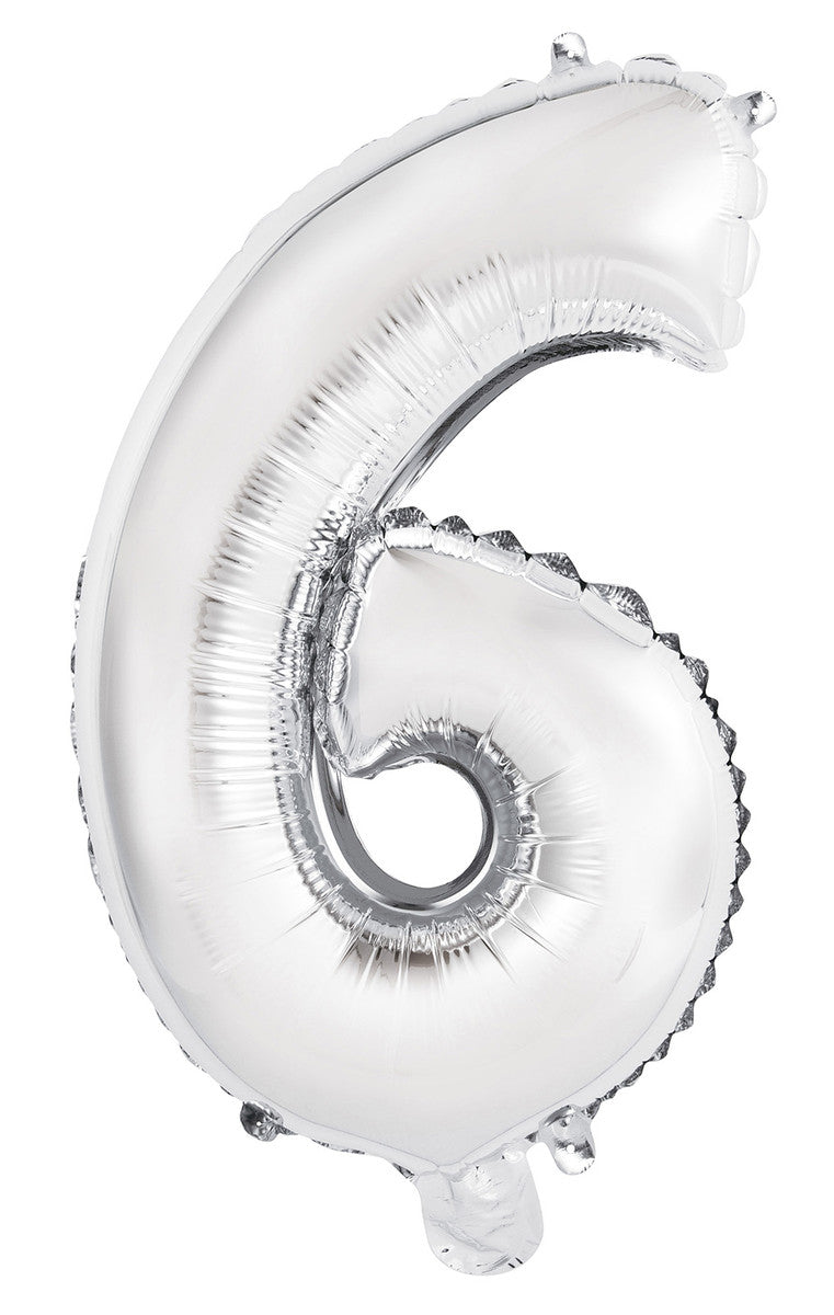 Silver Number 6 Foil Balloon 35cm - Air Fill Only – The Party Superstore
