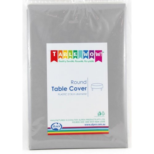 Silver Plastic Round Tablecover – The Party Superstore