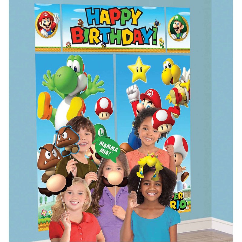 Super Mario Brothers Happy Birthday Scene Setter with Photo Props – The ...